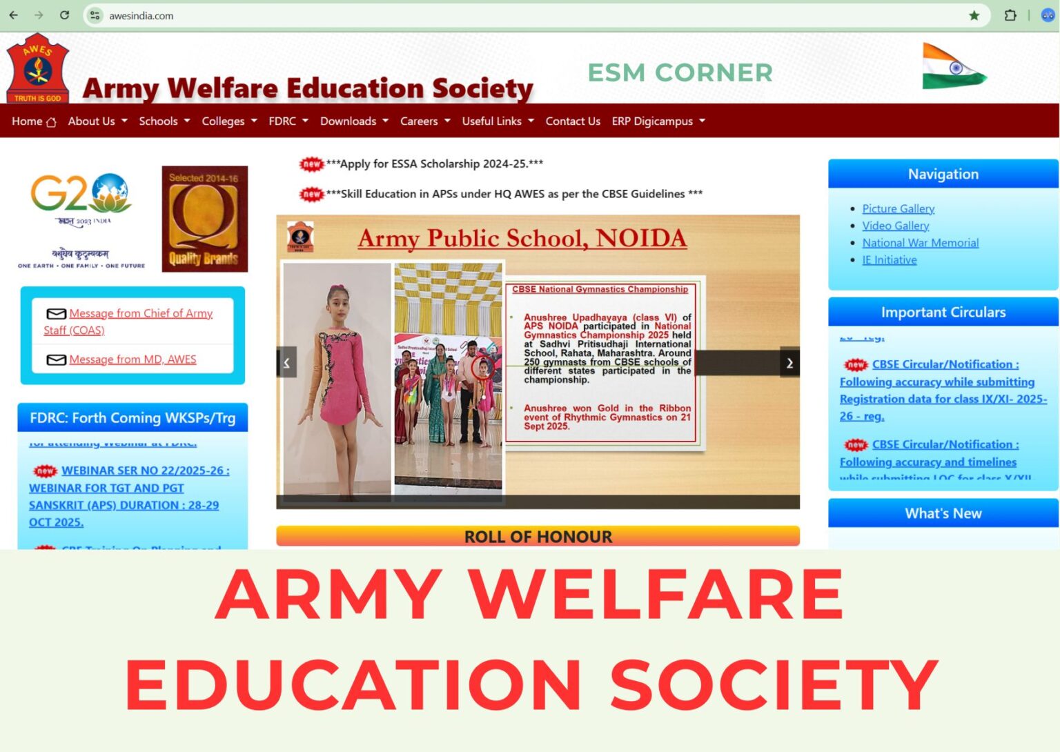 AWES Website: Admissions, Exams & Schools for defence Kids