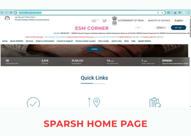 SPARSH Defence Pension Portal: 9 steps Complete User Guide
