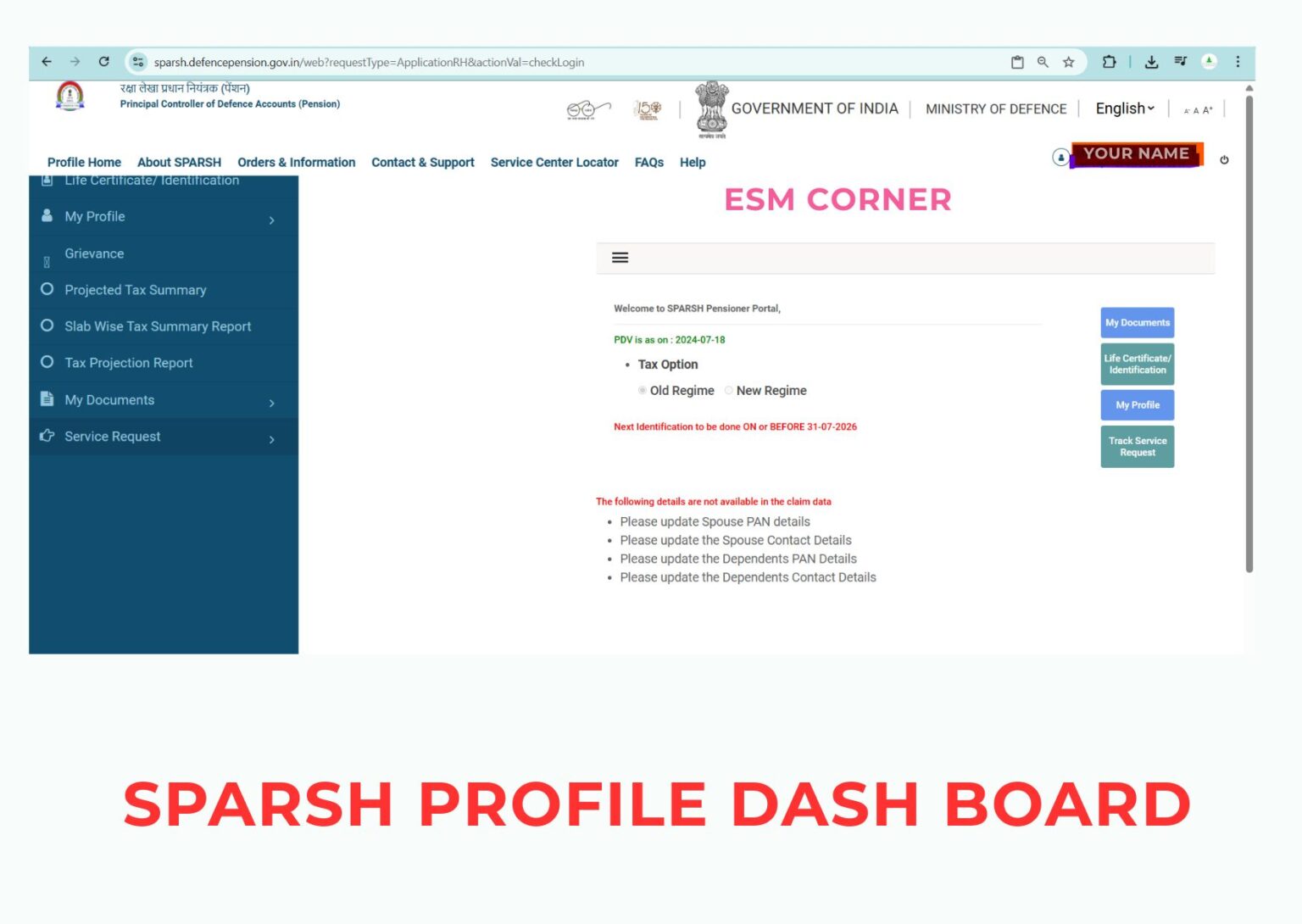 SPARSH Defence Pension Portal: 9 steps Complete User Guide